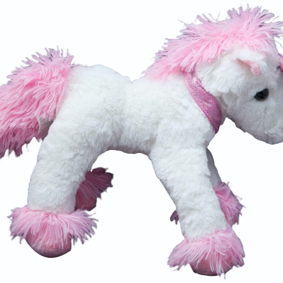 Kellytoy | Toys | Lying Unicorn Colorful Fuzzy Fur Shiny Horn Plush Toy ...
